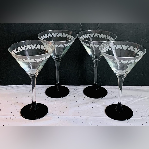 Disney | Dining | Disney Parks Mickey Mouse Martini Glasses Set Of 4 ...
